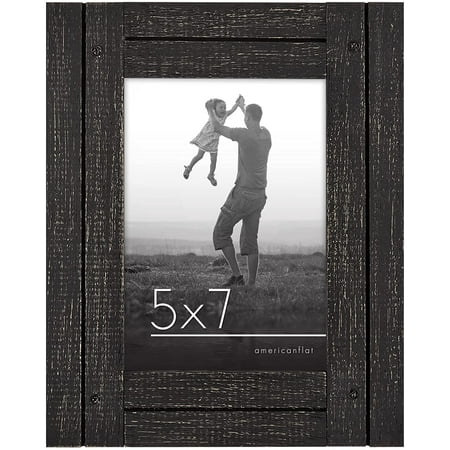 Diayung 5x7 Double Picture Frame in Charcoal Black - Distressed Wood ...
