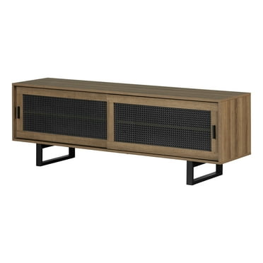 South Shore Balka TV Stand, Rustic Oak and Faux Rattan - Walmart.com