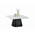 Contemporary Style Square Coffee Table Faux Marble Top Reeded Drum Base ...