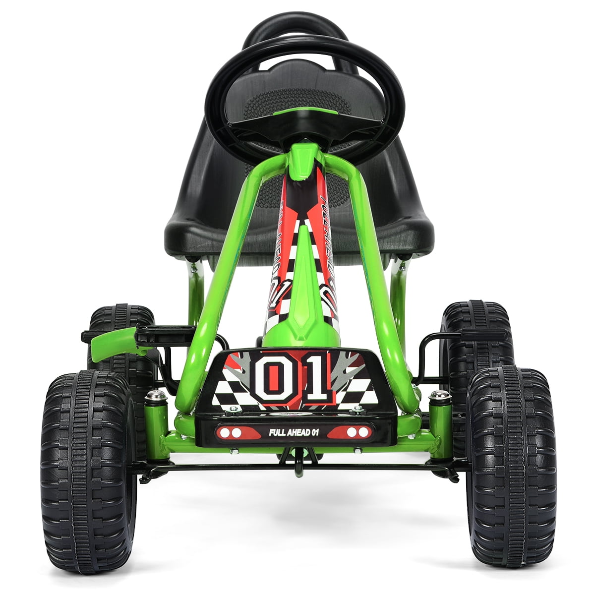 Topbuy 4-Wheel Kids Pedal Powered Ride on Go Kart W/ Adjustable Seat ...