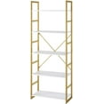 Homfa 5 Tier Gold Bookshelf, Modern Display Shelves, Metal Frame ...