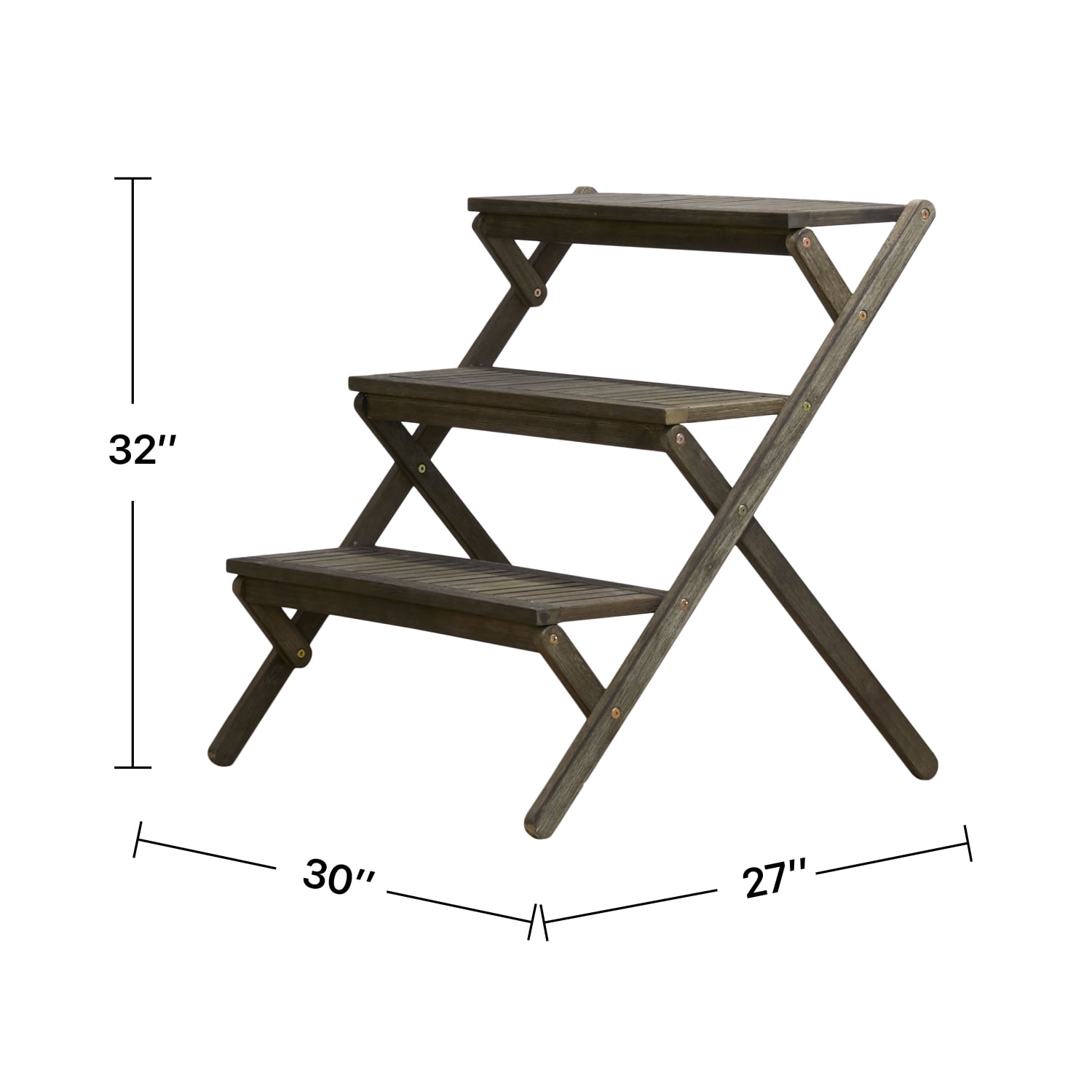 [ US IN STOCK] Folding Plant Stand Wooden Foldable Plant Shelf 3-Tier ...