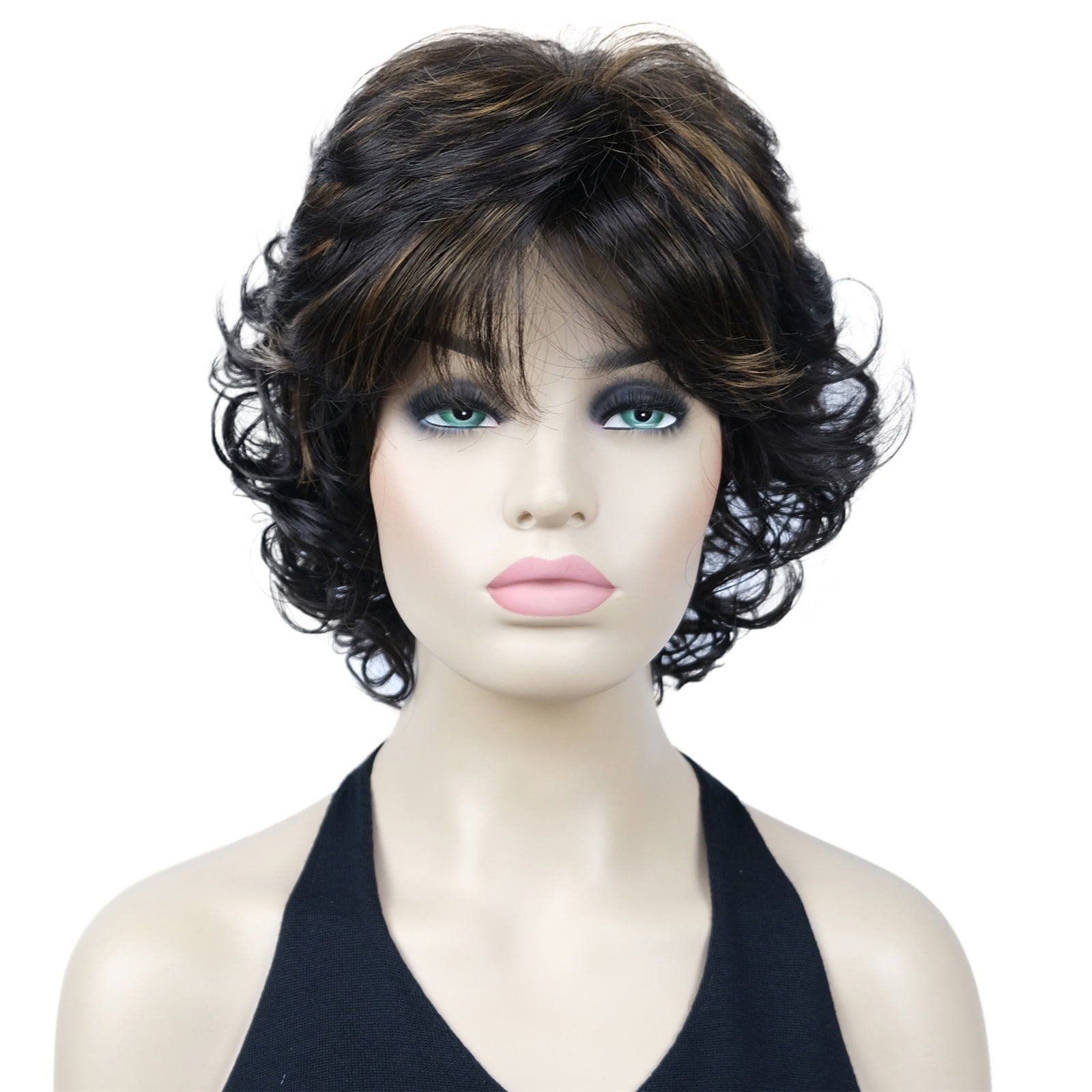 Short Curly Wigs Soft Shaggy Layered Classic Cap Full Synthetic Wigs ...
