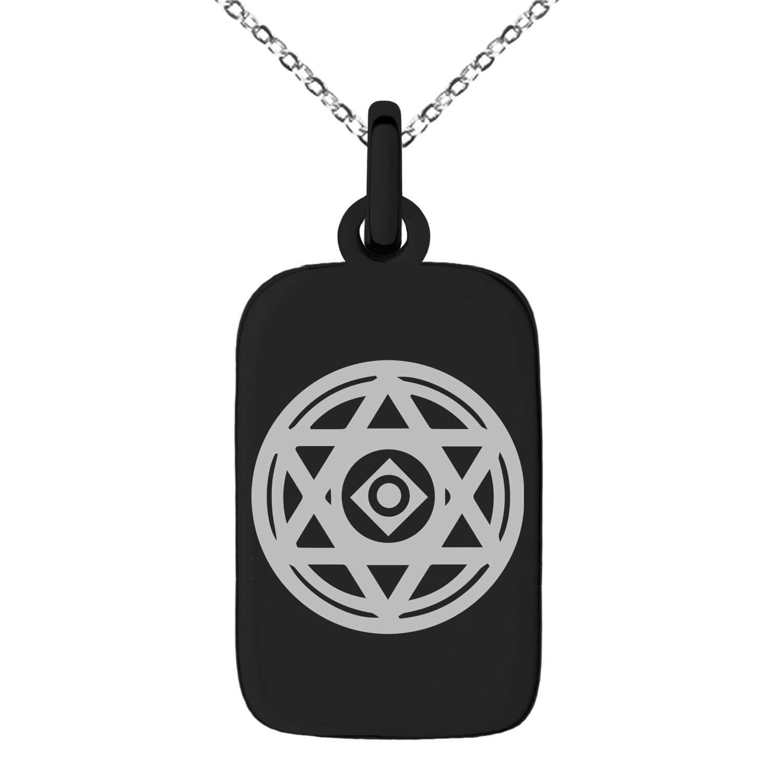 Stainless Steel Conjuration Magic Rune Engraved Small Rectangle Dog Tag ...