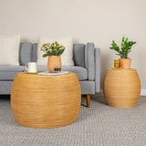 Creative Co-Op Round Bamboo Rattan Coffee Table, Natural, 30 x 18 Inches - Walmart.com