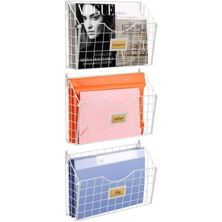 X cosrack Stackable Hanging Wall Files Rack&3 Tier Metal Folder Wall ...