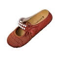 BRGZLK Womens Flats Shoes Summer Versatile Pearl Decorated Breathable ...