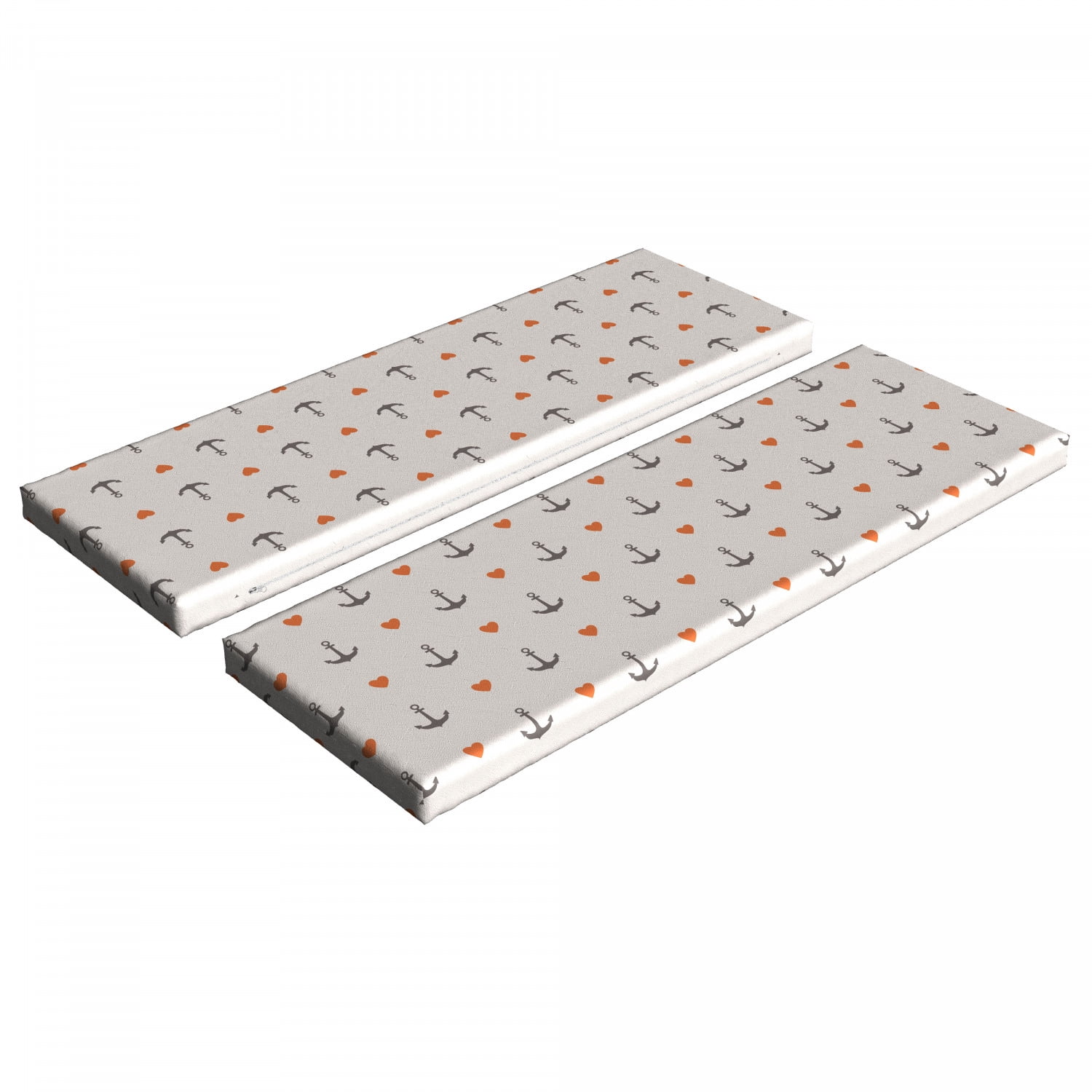 Anchor Bench Cushion Set of 2, Anchors and Hearts Romantic Beach ...