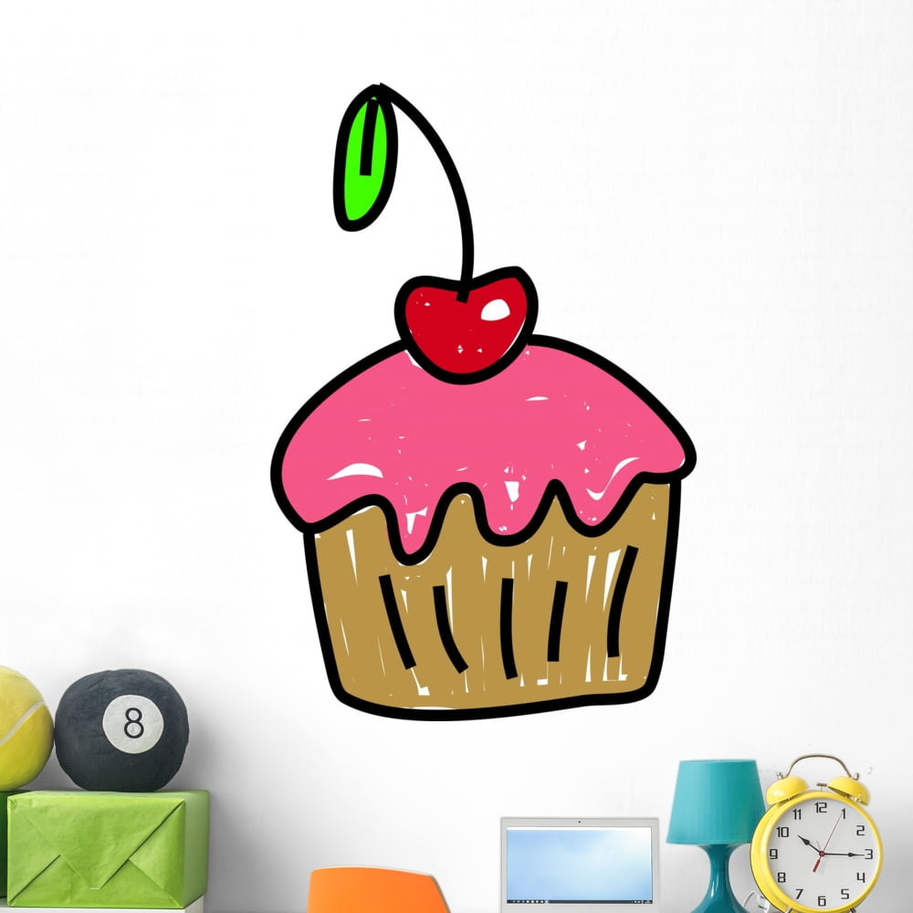 Cherry Cupcakes Wall Decal Sticker by Wallmonkeys Vinyl Peel and Stick ...