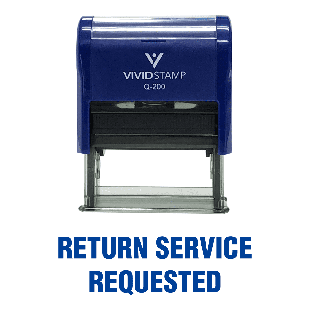 Vivid Stamp Return Service Requested Self Inking Rubber Stamp (Blue Ink ...