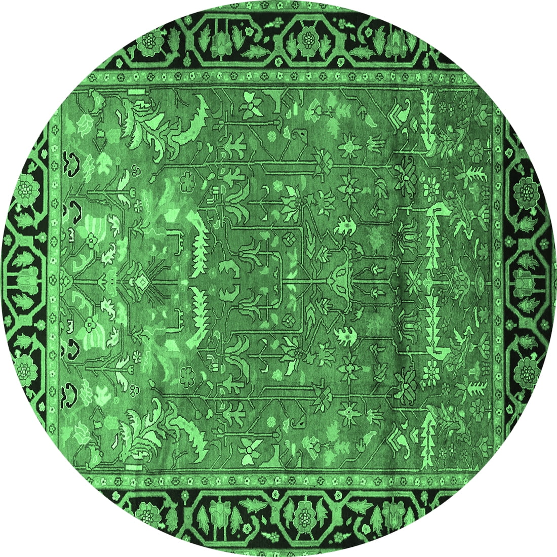 Ahgly Company Indoor Round Persian Emerald Green Traditional Area Rugs ...