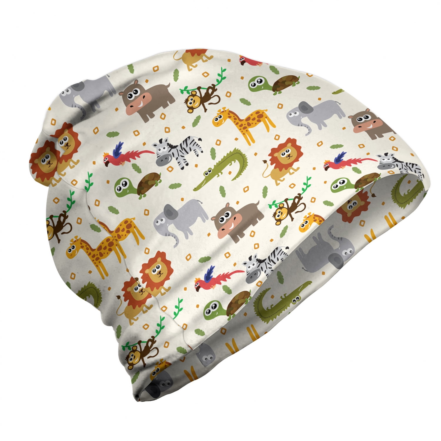 Cartoon Animal Unisex Beanie, Childish Fauna, Hiking Outdoors ...