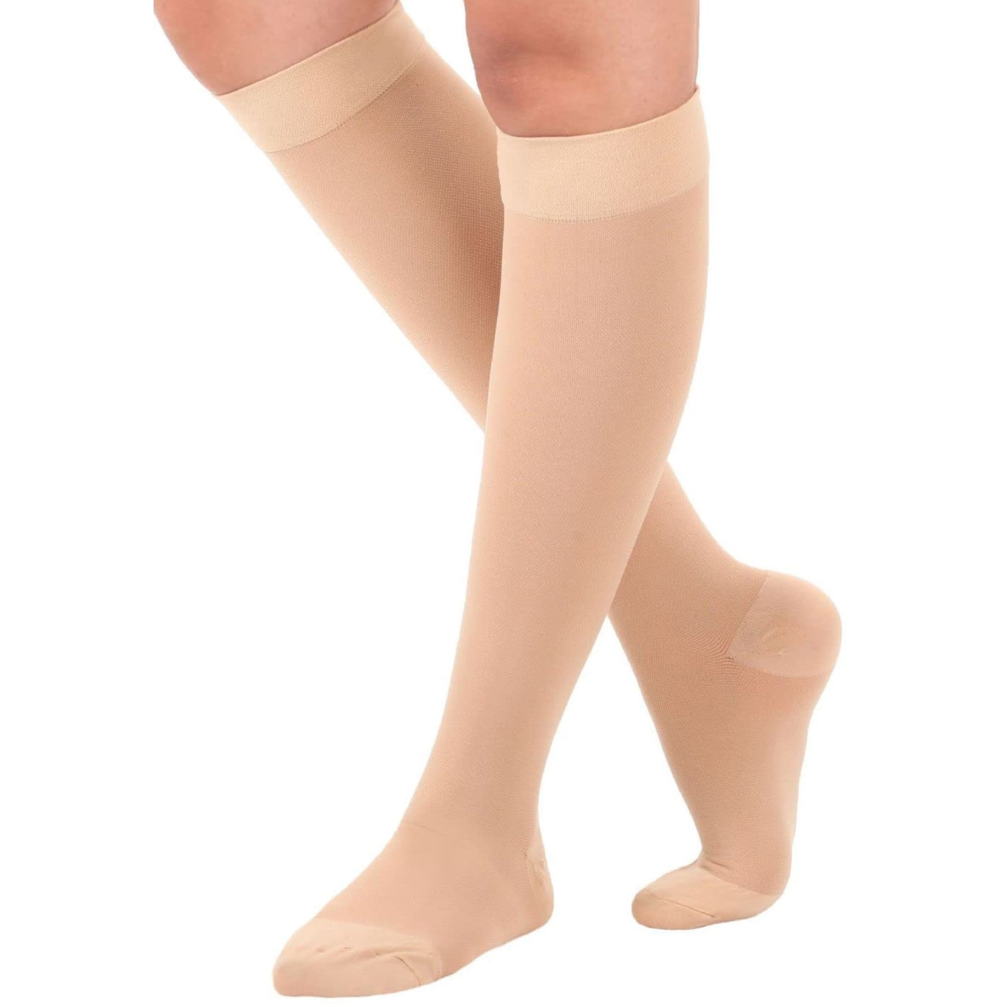 Compression Stockings for Women & Men 20-30 mmHg Swelling - Short Beige ...