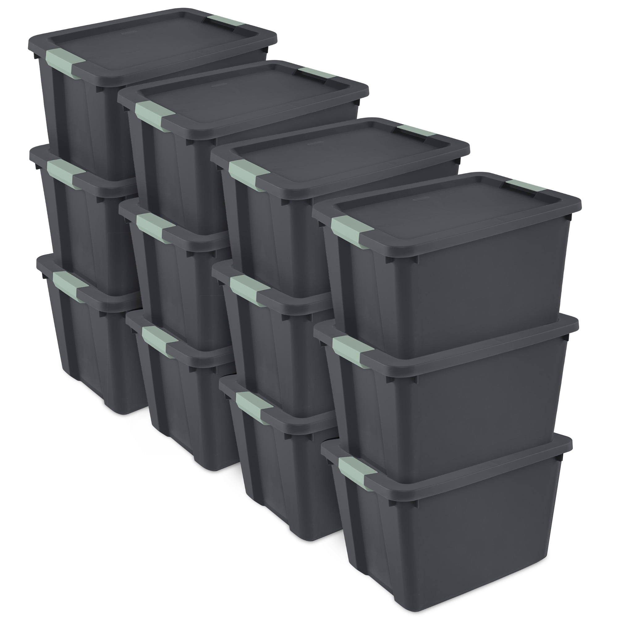 Sterilite 12 Pack 20 Gallon Latch Tote, Stackable Plastic Storage Bin ...