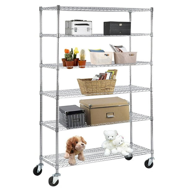 Uenjoy 6 Tier Adjustable 82"x48"x18" Heavy Duty Wire Shelving Rack ...