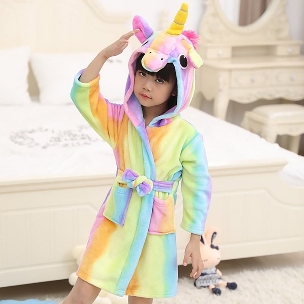 Click here for Kawell Unicorn Soft Unicorn Hooded Bathrobe Sleepw... prices