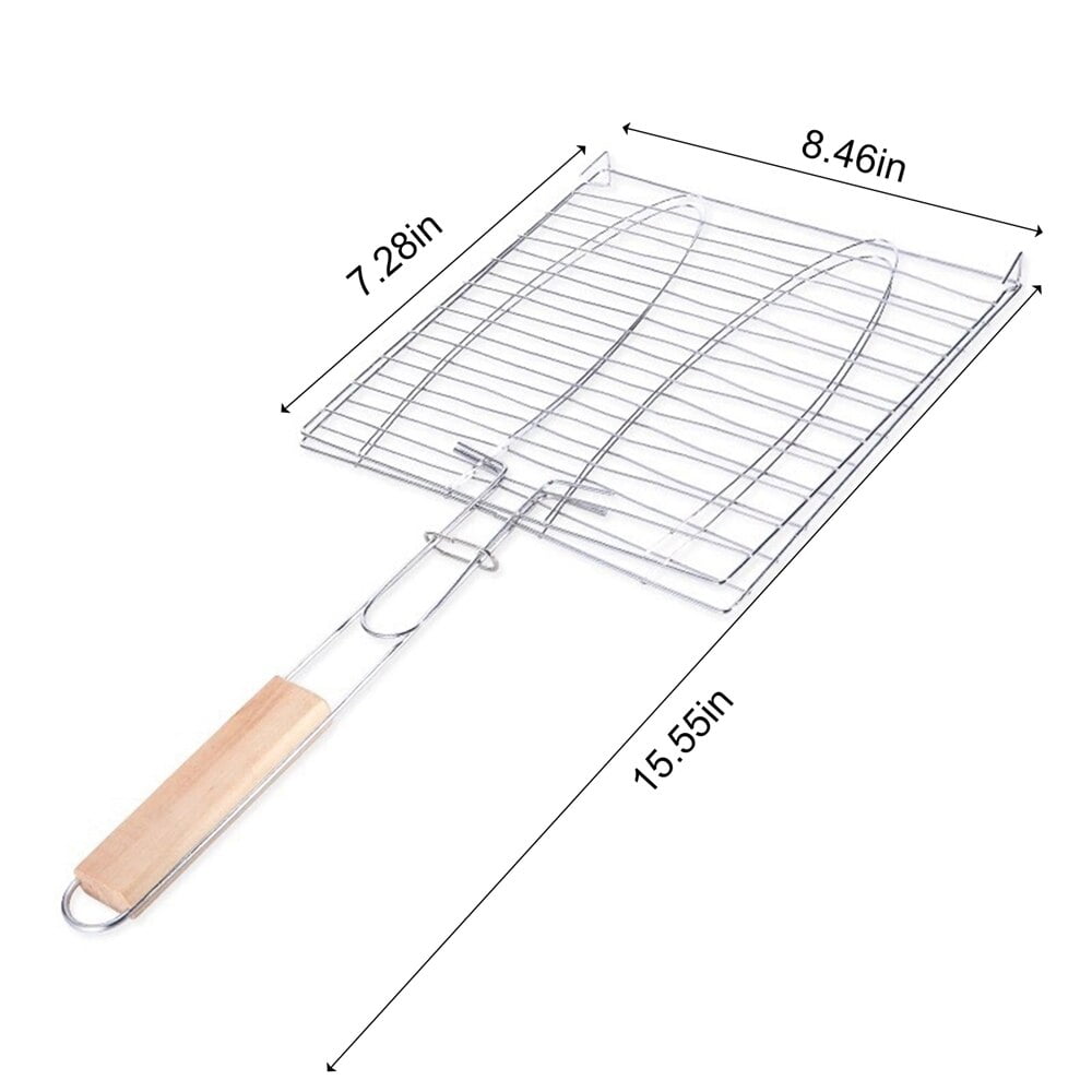 Promotions! Stainless Steel BBQ Grill Net Fish Meat Grill Barbecue Clip ...