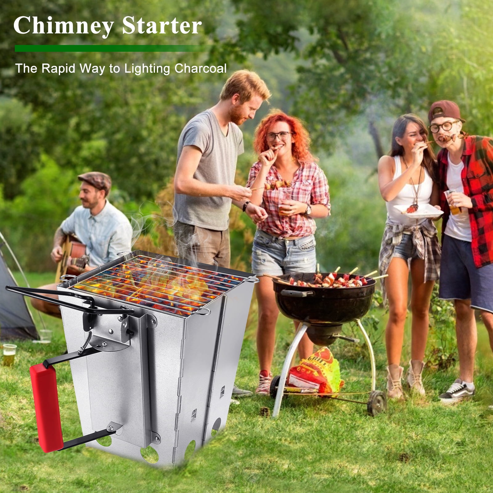 CoSoTower Charcoal Chimney Starter Foldable, Collapsible, Silver ...