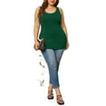 Womens Casual Solid Scoop Neck Tank Dark Green Plus Size Tank Tops And Camis Womens