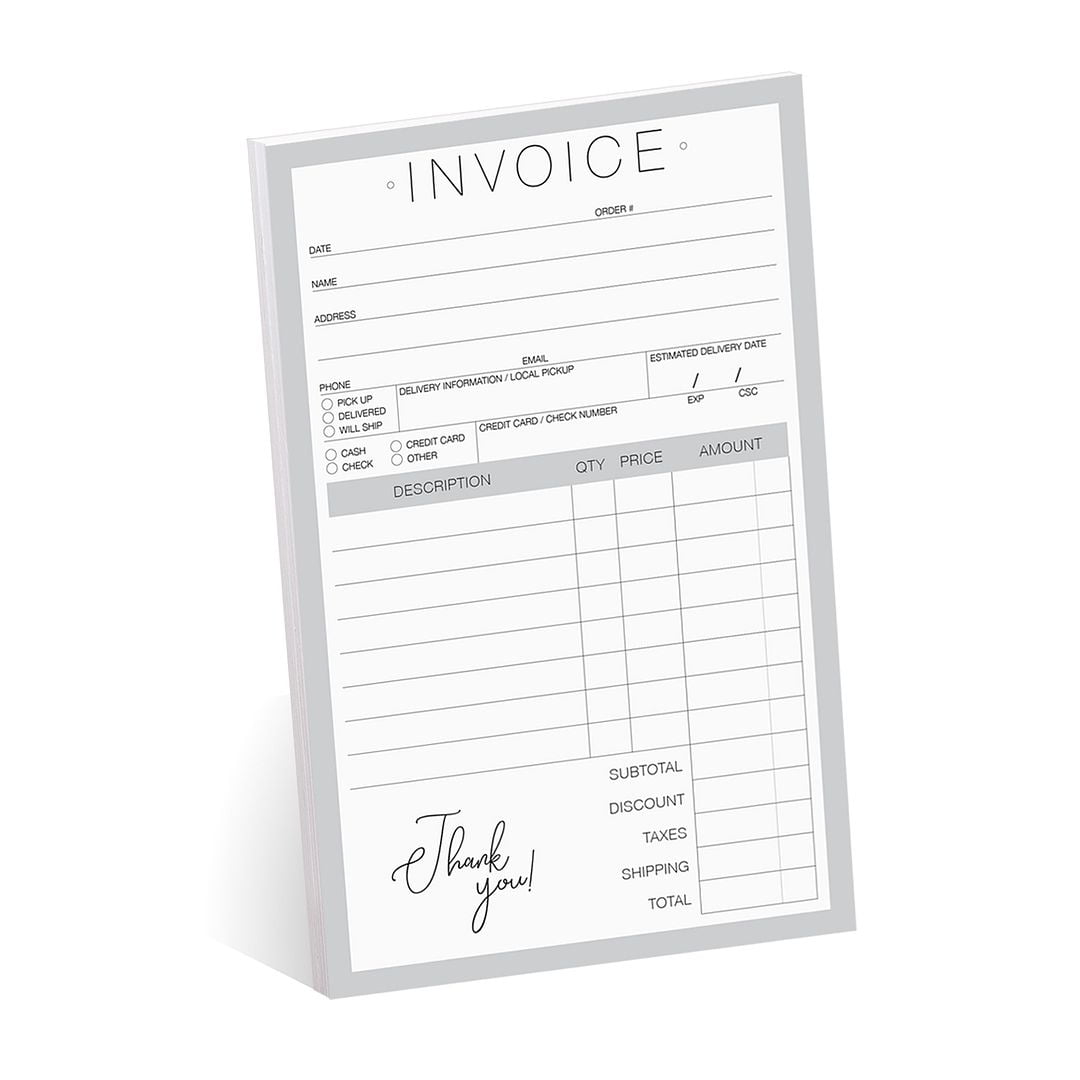 Chic 2-Part Carbonless Invoice Form Pad / 50 Sheets Per Pad / 5.5" x 8. ...