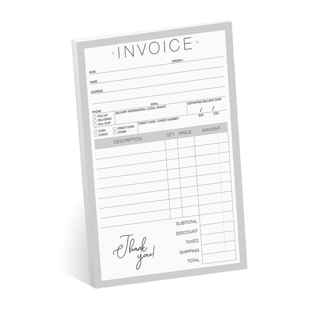 Chic 2-Part Carbonless Invoice Form Pad / 50 Sheets Per Pad / 5.5" x 8. ...