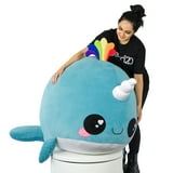 Glitter Galaxy 48-inch Giant Plush (Blue Narwhal, Rainbow Spout ...