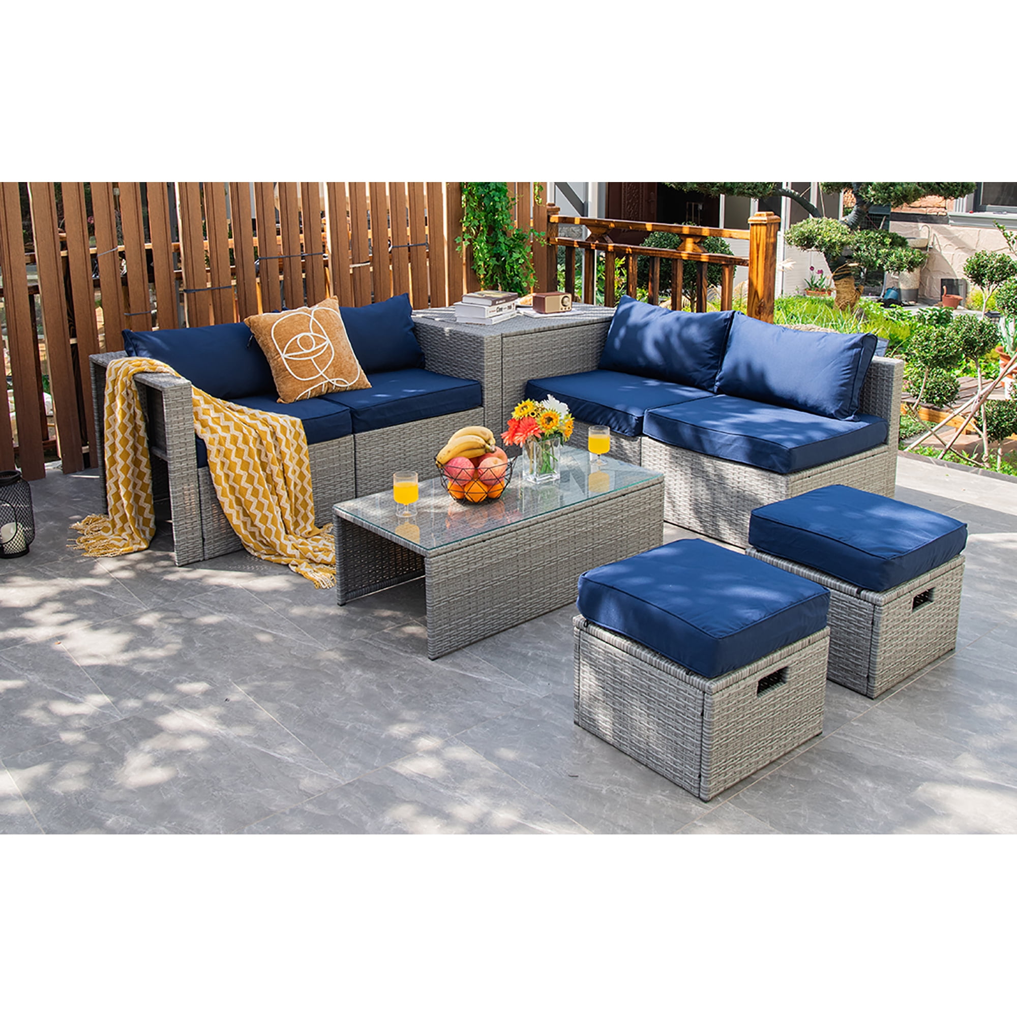 Click here for Costway 8pcs Patio Rattan Furniture Set Storage Wa... prices