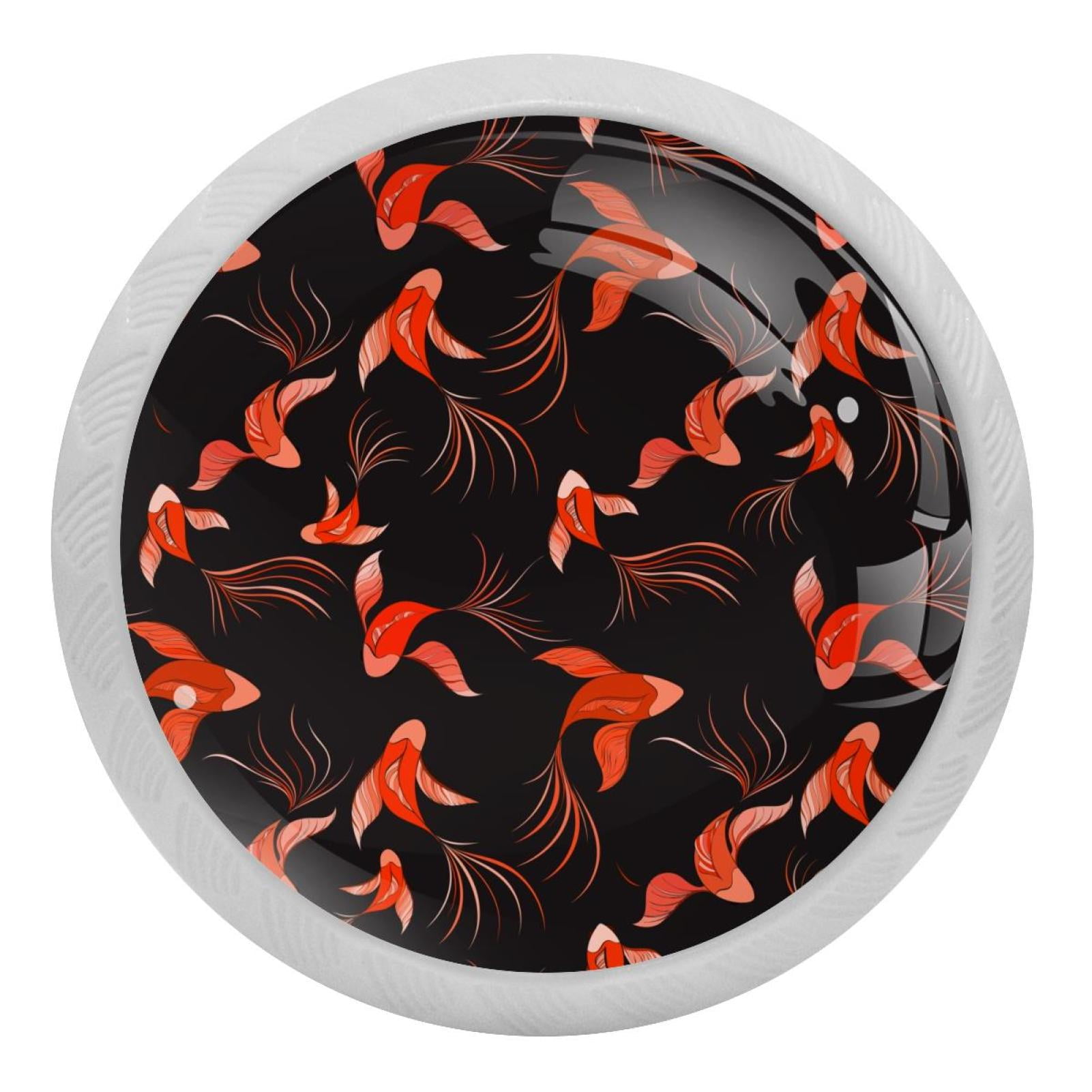 4PCS Round Fish Cabinet Fluorescence Knob Glowing in the Dark Furniture ...