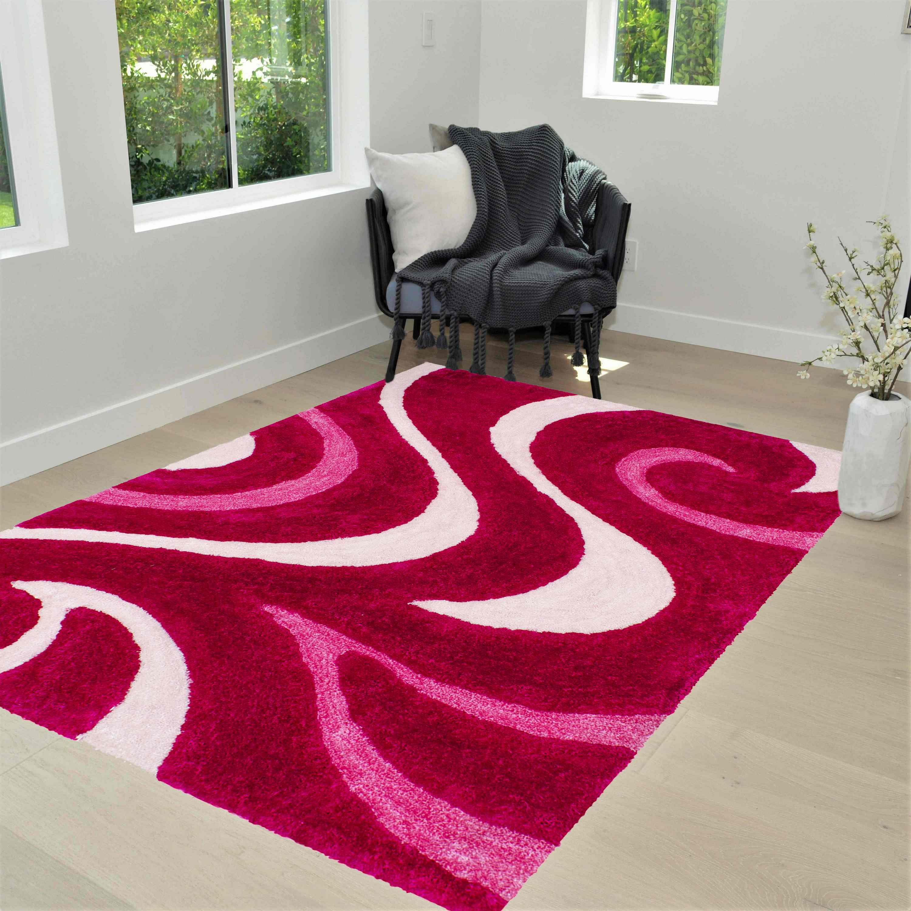 HR HANDCRAFT RUGS, Pink shag Rug 8x10 for Living Room Decor 2021 Rug ...