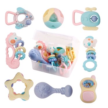 GN Universe Baby Rattle Toy Teether Set 10 PC Storage Box Non-Toxic Age ...