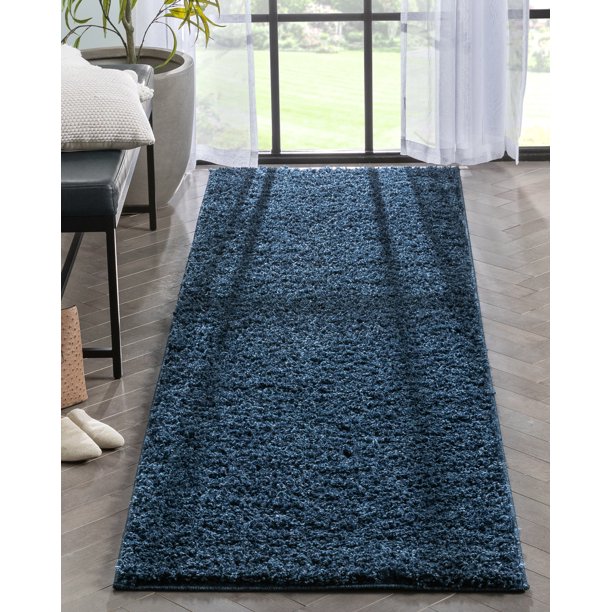 Well Woven Elle Basics Emerson Modern Textured Solid Dark Blue 2'7" x 9 ...