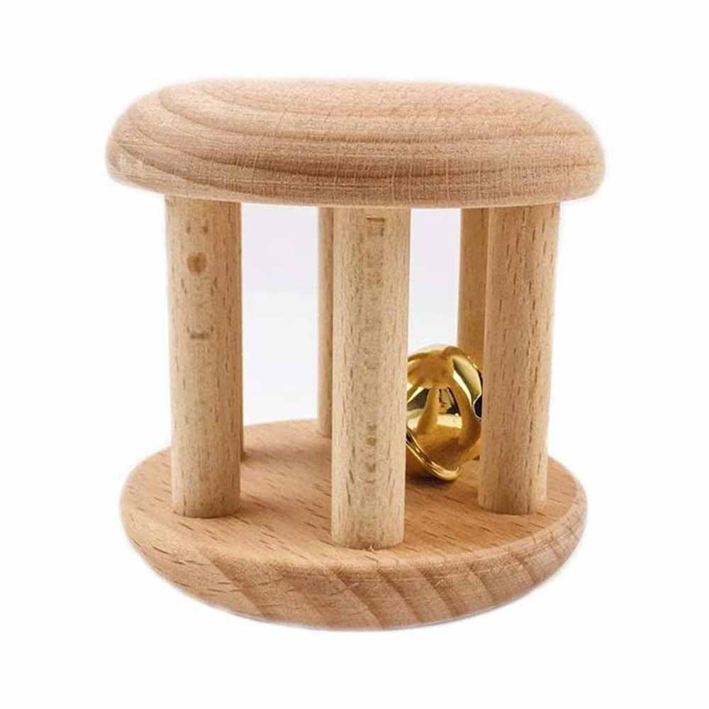 LNGOOR Wooden Bells Rattles Wooden Rattle Rolling Toy Wooden Rattle ...