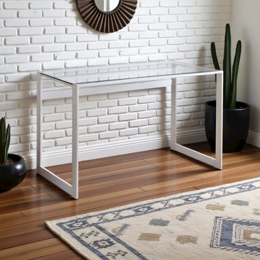 BlackArc Gaming Desk with Clear Glass Top and Black Powder Coated Metal ...