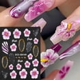 3pc Gradient Purple Flower Nail Stickers - Embossed Petal Self-Adhesive ...