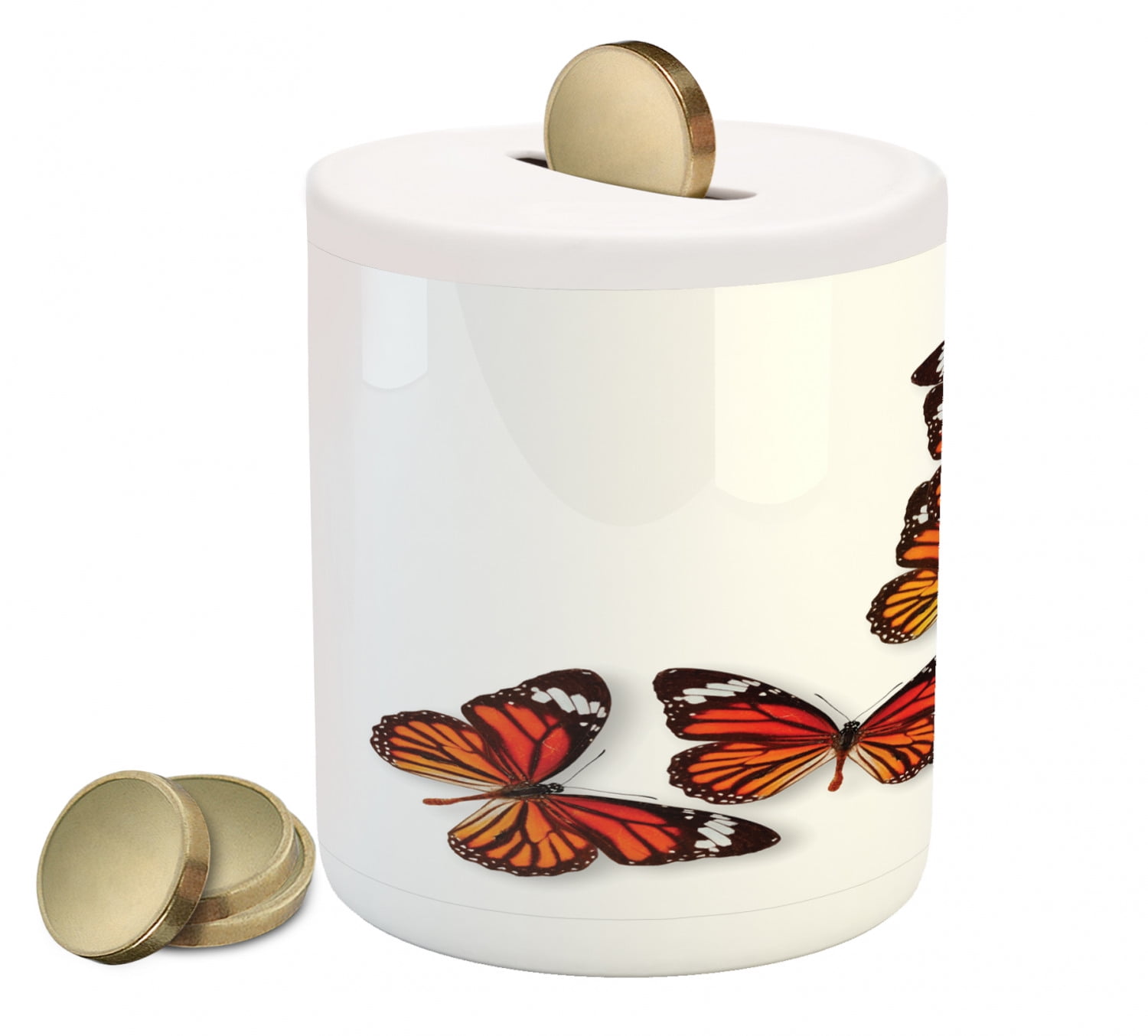 Butterflies Piggy Bank, Monarch Butterfly Flying Frame Insect Exotic ...