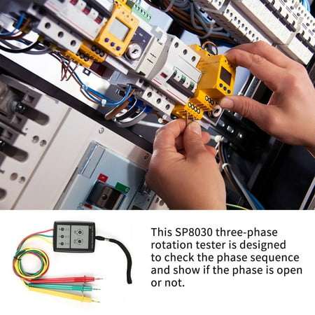 SP8030 3 Phase Rotation Tester Digital Phase Indicator Detector LED ...