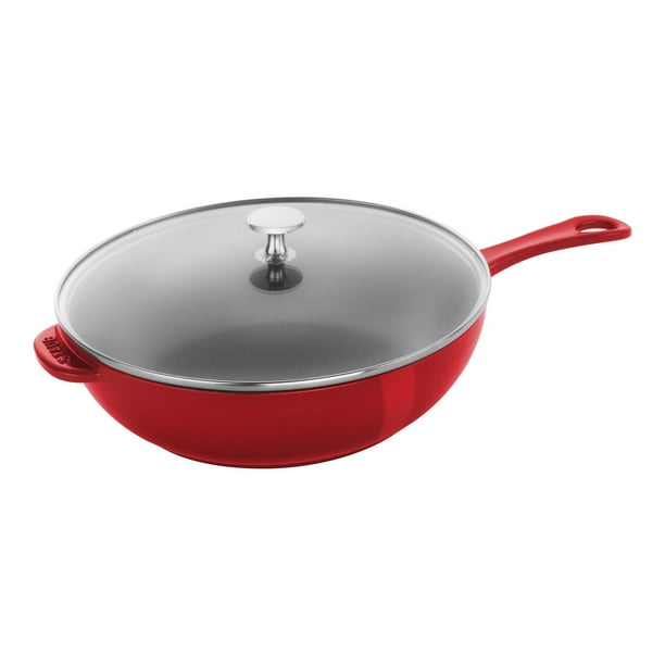 STAUB Pans 26 cm / 10 inch Cast Iron Daily Pan With Glass Lid, Cherry ...
