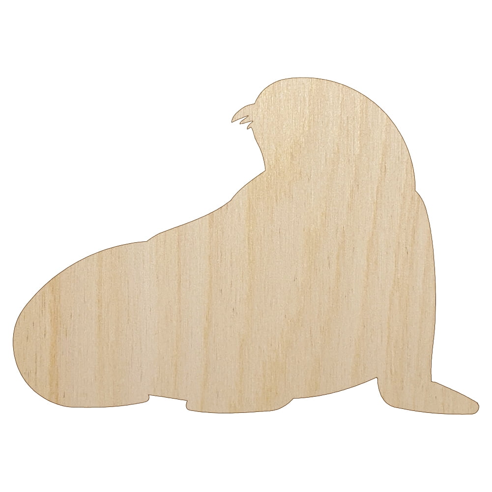 Seal Solid Wood Shape Unfinished Piece Cutout Craft DIY Projects - 6.25 ...