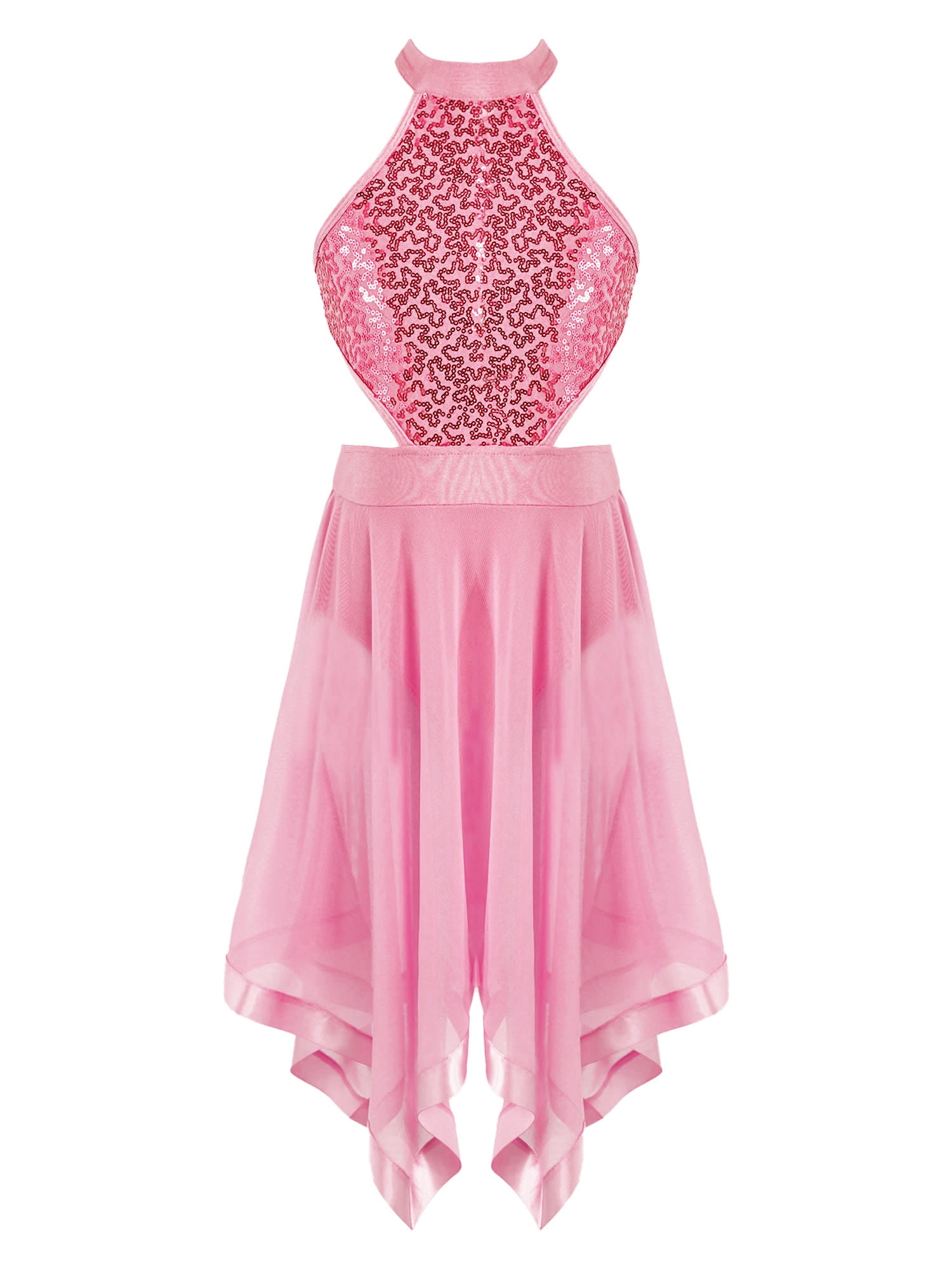 Aislor Kids Girls Lyrical Mock-Neck Sequins Wrap Skirt Ballet Dance ...