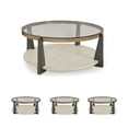 Signature Design by Ashley Frazwa Round Glasstop Coffee Table, Solid ...