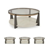 Signature Design by Ashley Frazwa Round Glasstop Coffee Table, Solid ...