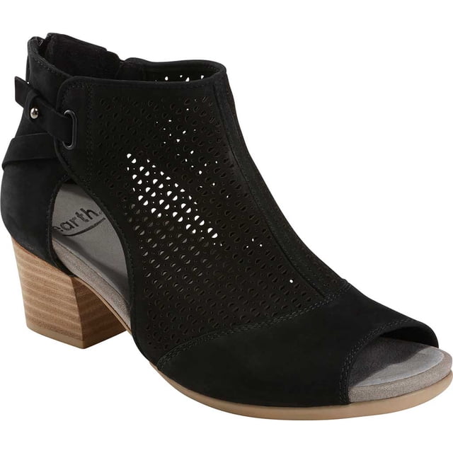 Women's Earth Ivy Sahara Open Toe Shootie Black Leather 7.5 W - Walmart.com