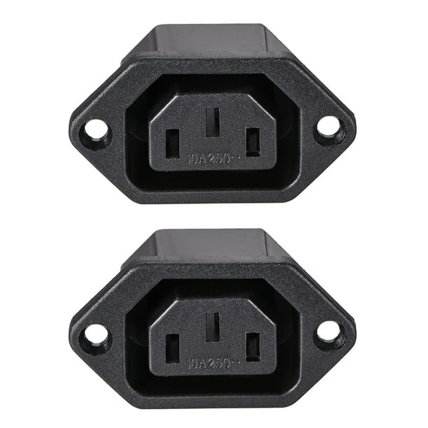 C13 Panel Mount Plug Adapter 250V AC 10A 3 Pins IEC Inlet Module Plug ...