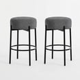 MemoryField Set of 2 Backless Bar Stools - 24" Round Sherpa Upholstered ...