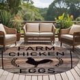 Chicken Eggs 8FT Round Area Rugs for Living Room Farmhouse Animal Brown ...