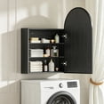 Brushed Black Arched Medicine Cabinet with Mirror, Wall Mount Surface ...
