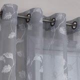 Shininglove Floral Sheer Curtains 95inches, Elegant Leaves Pattern ...