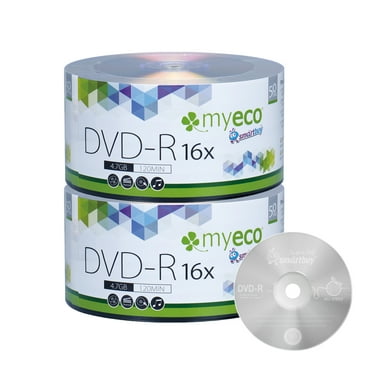 Smartbuy 100 Pack 16X DVD-R Non-Printable 4.7GB 120Min Logo Top For ...