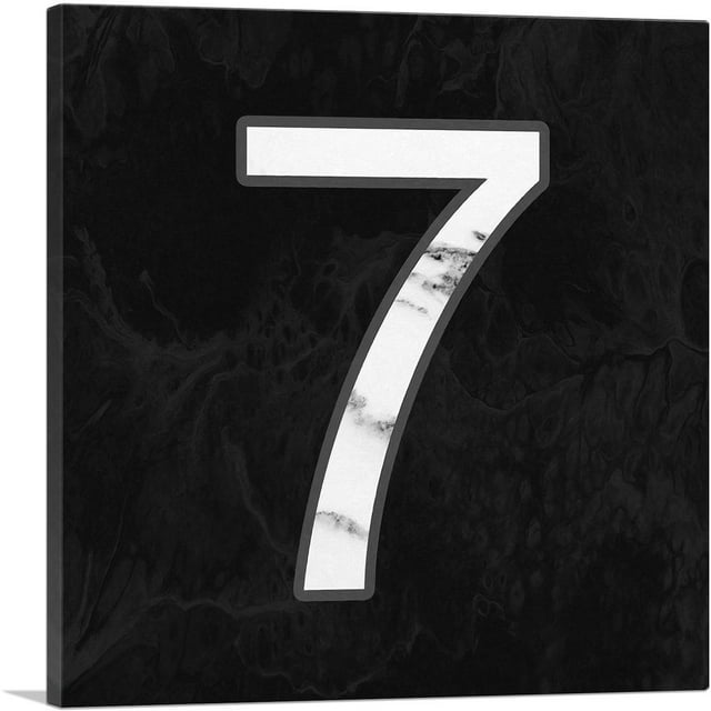ARTCANVAS Classy Black White Marble Alphabet Number 7 Seven Numeral ...