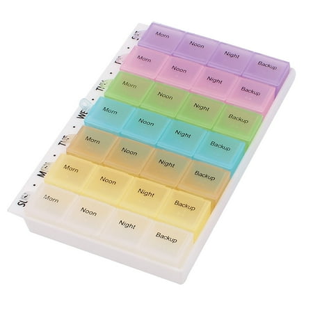 Plastic 7 Days 28 Compartments Medicine Pill Tablet Storage Box Case ...